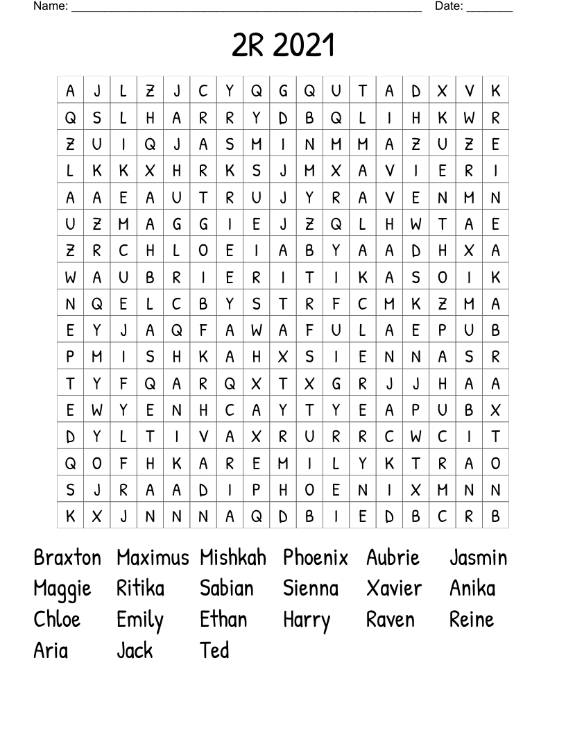 2R 2021 Word Search - WordMint