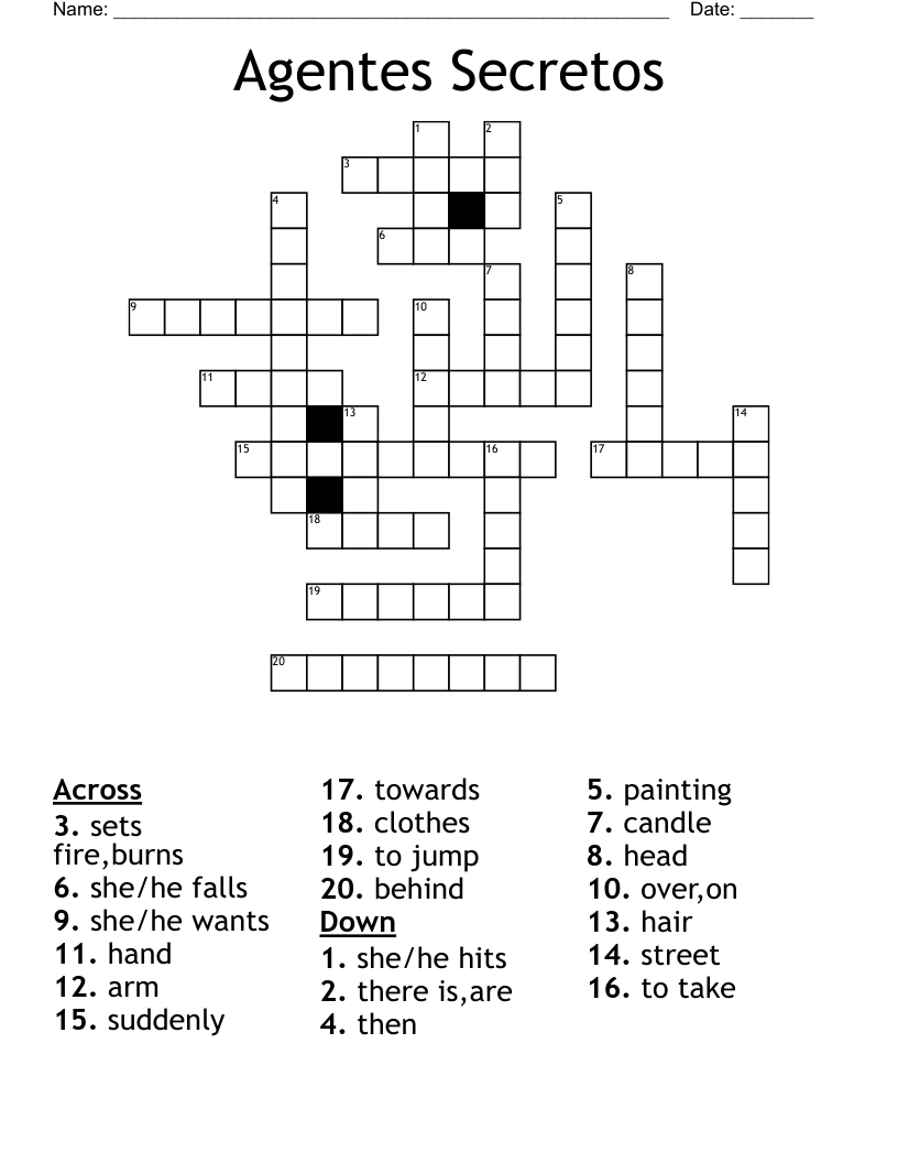 Agentes Secretos Crossword - WordMint
