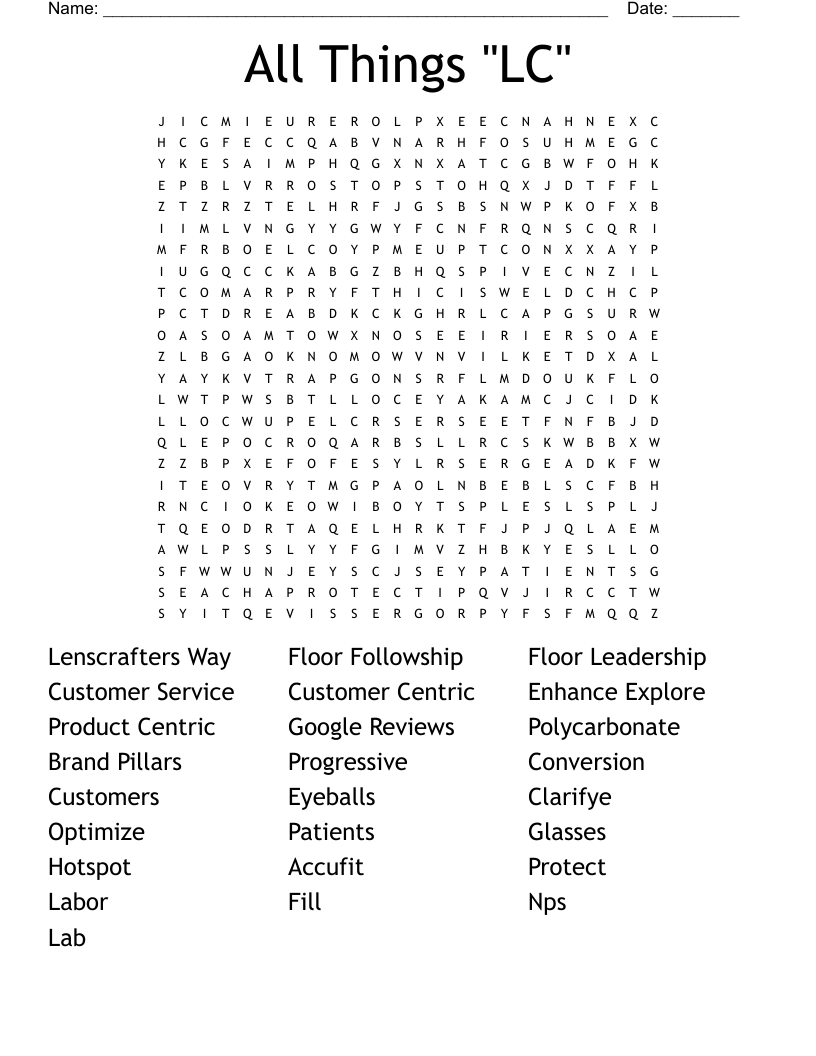 All Things "LC" Word Search - WordMint
