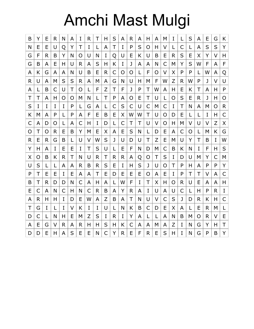 Amchi Mast Mulgi Word Search - WordMint