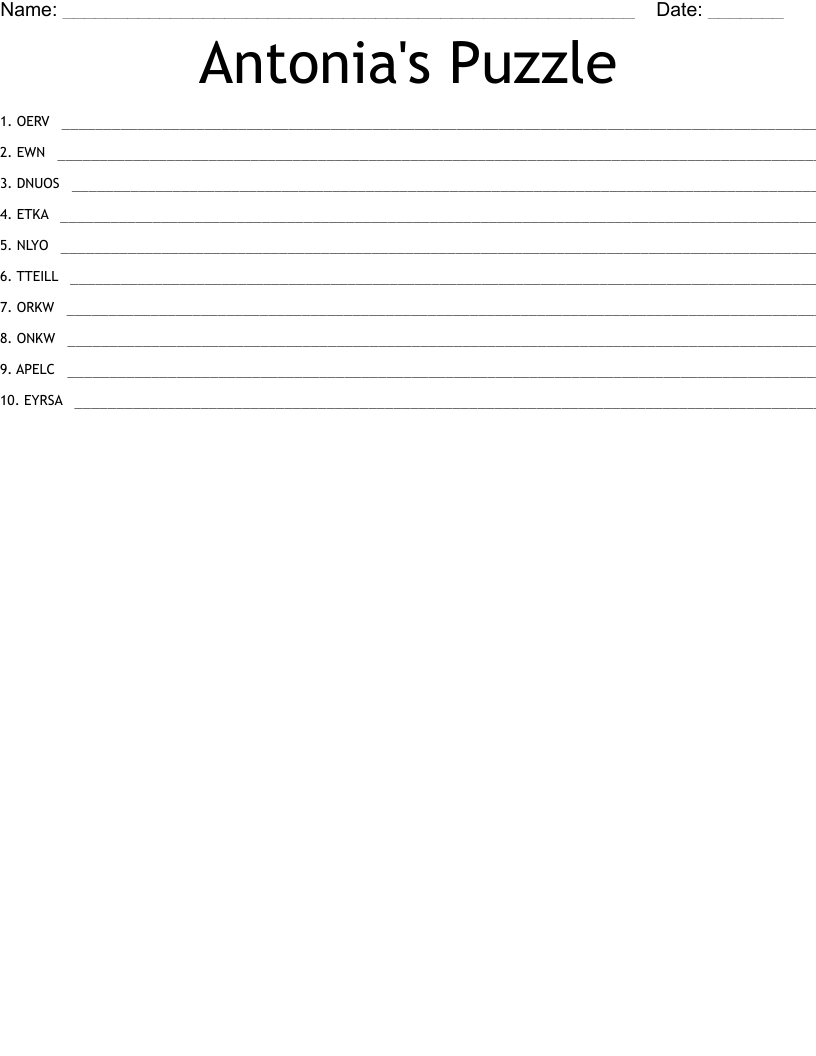 Antonia's Puzzle Word Scramble - WordMint