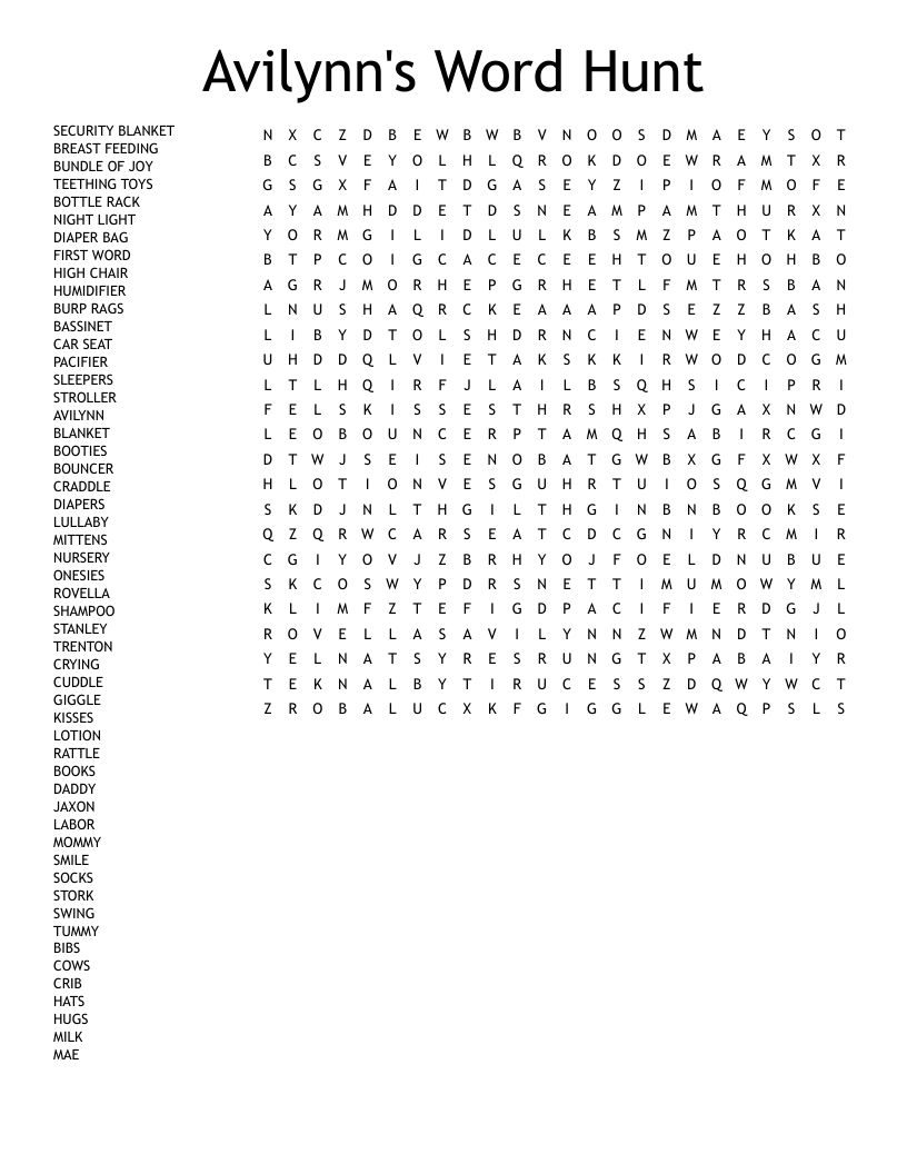 Avilynn's Word Hunt Word Search - WordMint