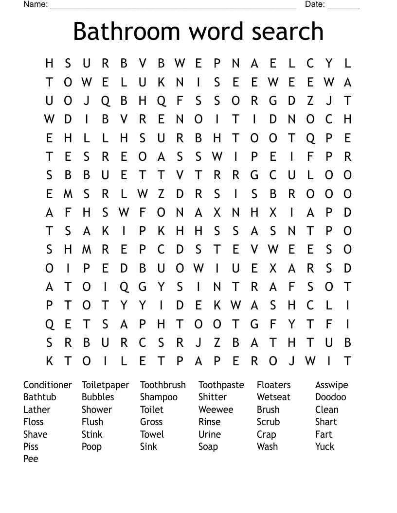 Bathroom word search - WordMint