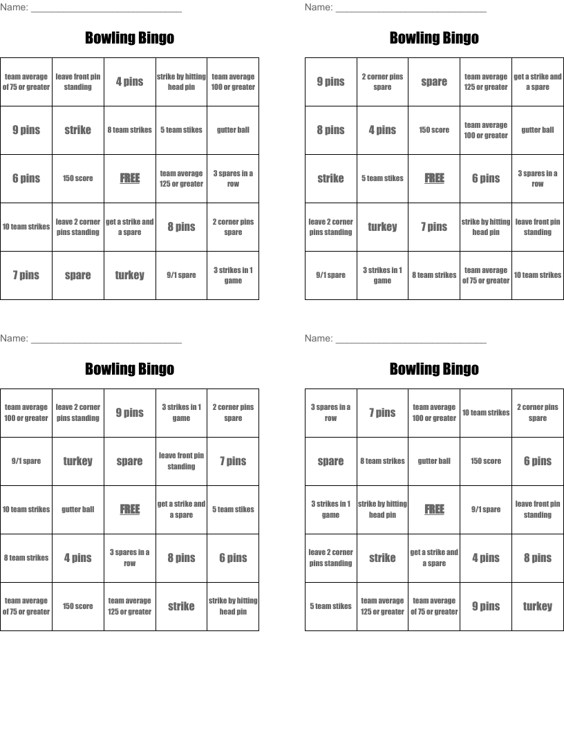 Bowling Bingo - WordMint