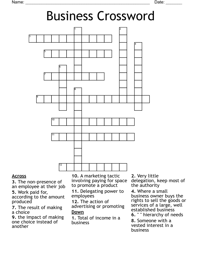 Business Crossword - WordMint