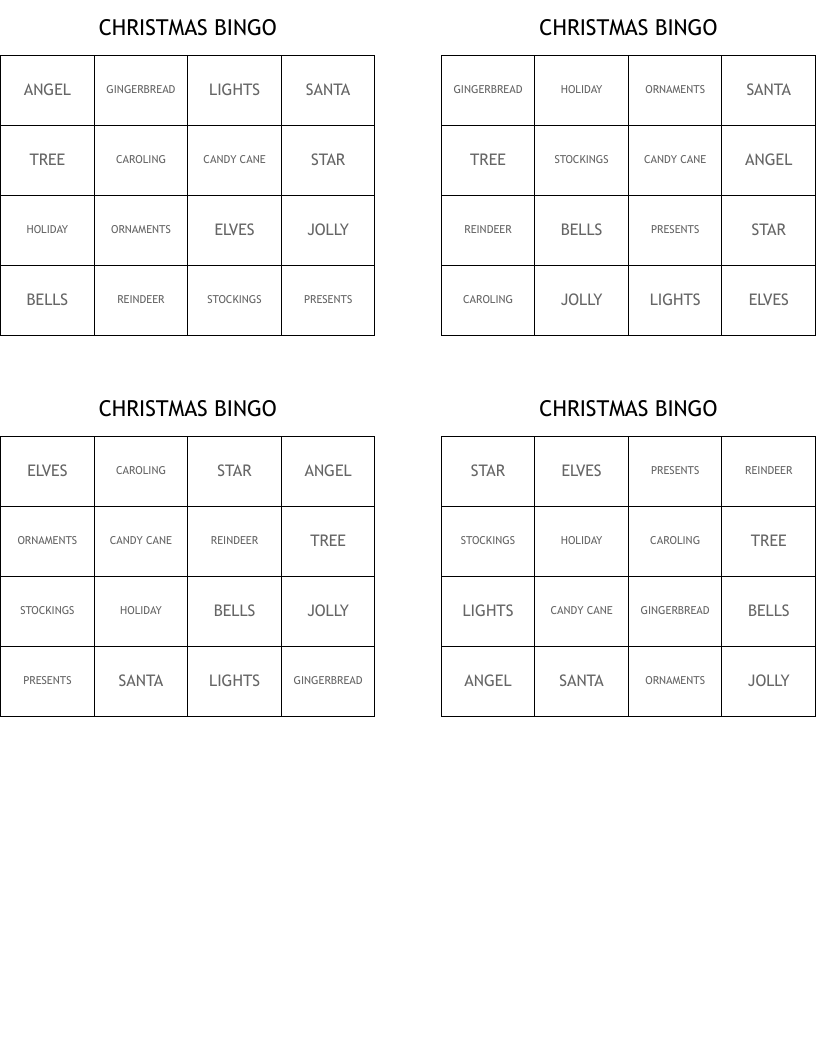 CHRISTMAS BINGO - WordMint