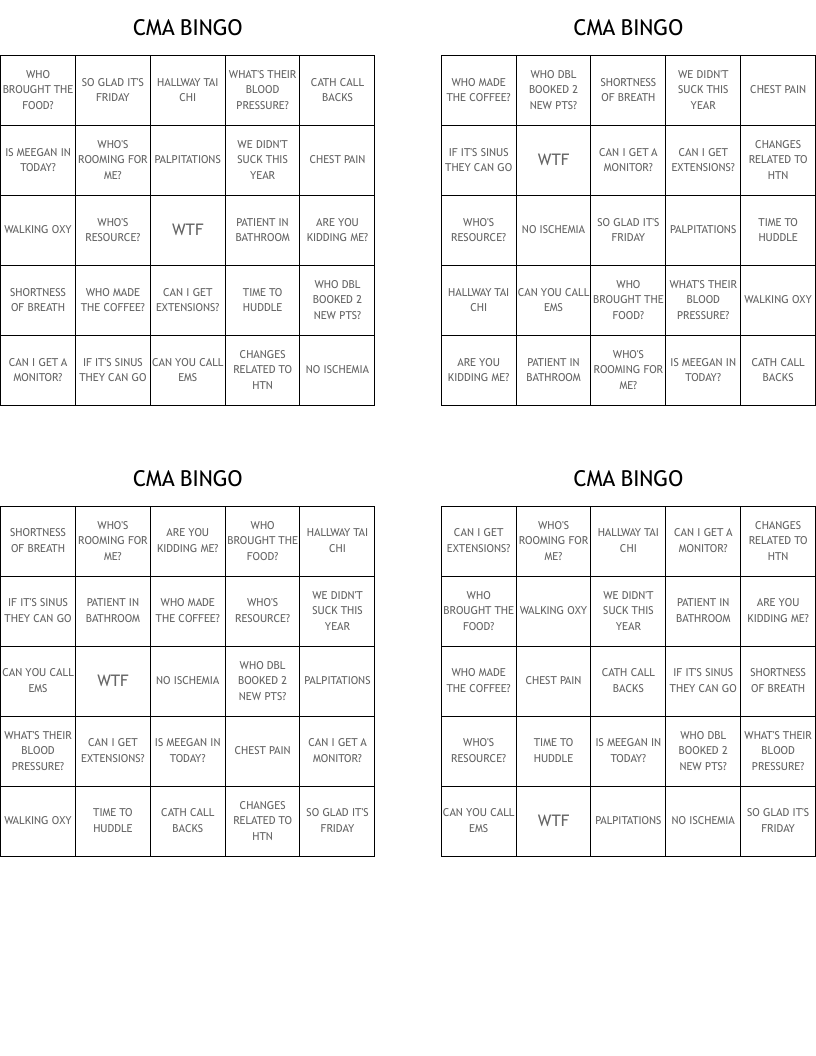 CMA BINGO - WordMint