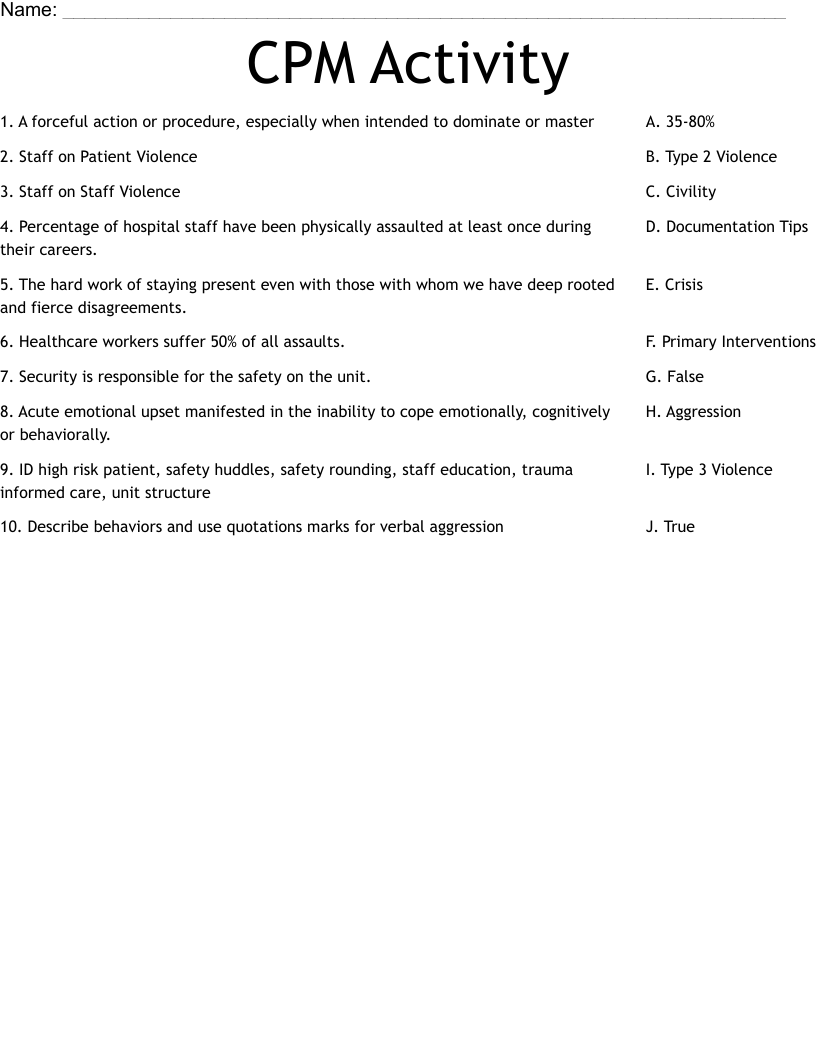 CPM Activity Worksheet - WordMint