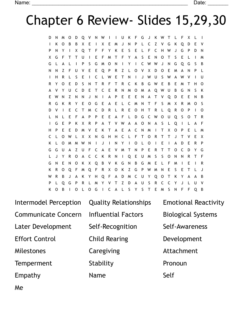 Chapter 6 Review- Slides 15,29,30 Word Search - WordMint