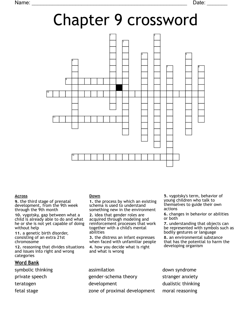 Chapter 9 crossword - WordMint