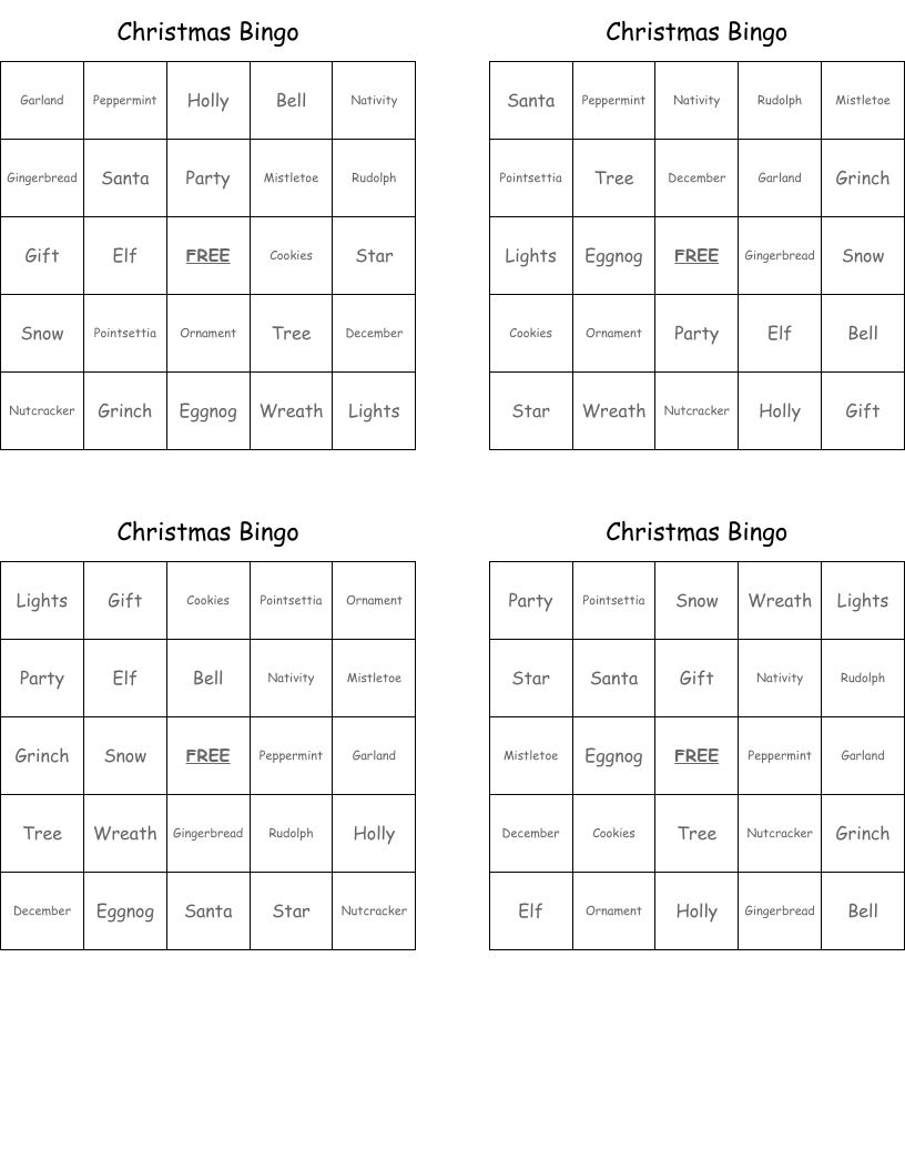 Christmas Bingo - WordMint
