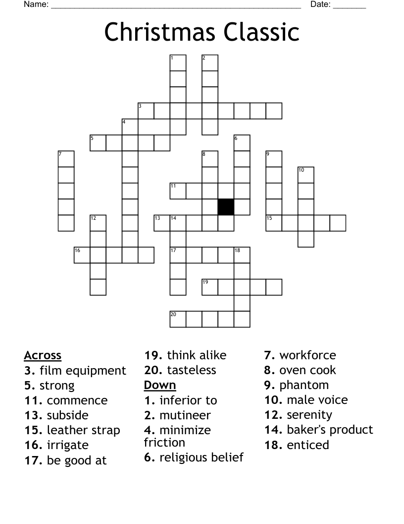 Christmas Classic Crossword - WordMint