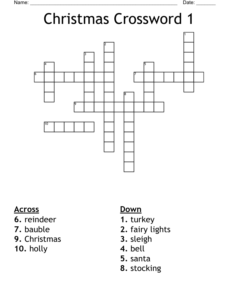 Christmas Crossword 1 - WordMint