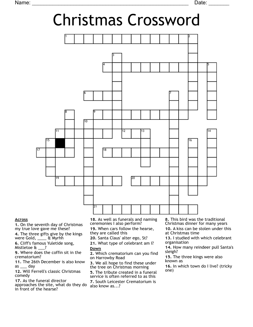Christmas Crossword - WordMint