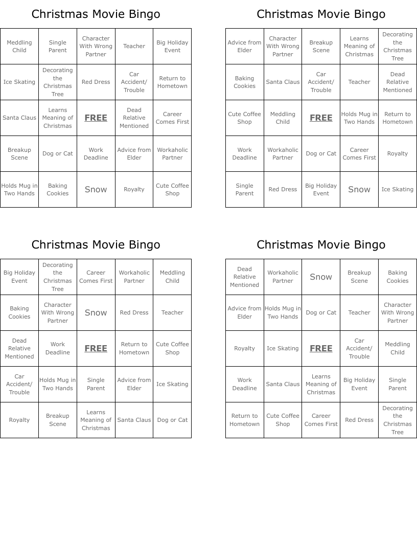 Christmas Movie Bingo - WordMint