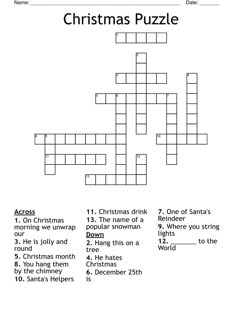 Christmas Puzzle Crossword - WordMint