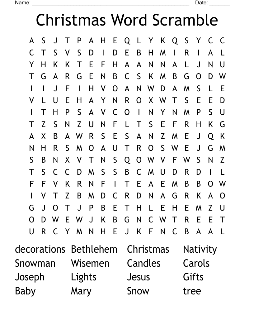 Christmas Word Scramble Word Search WordMint