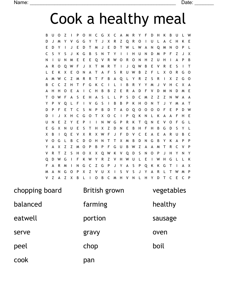 Cook a healthy meal Word Search - WordMint