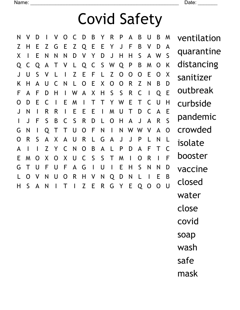 Covid Safety Word Search - WordMint