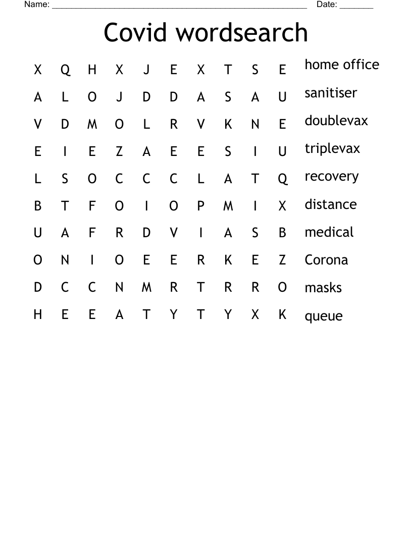 Covid wordsearch - WordMint