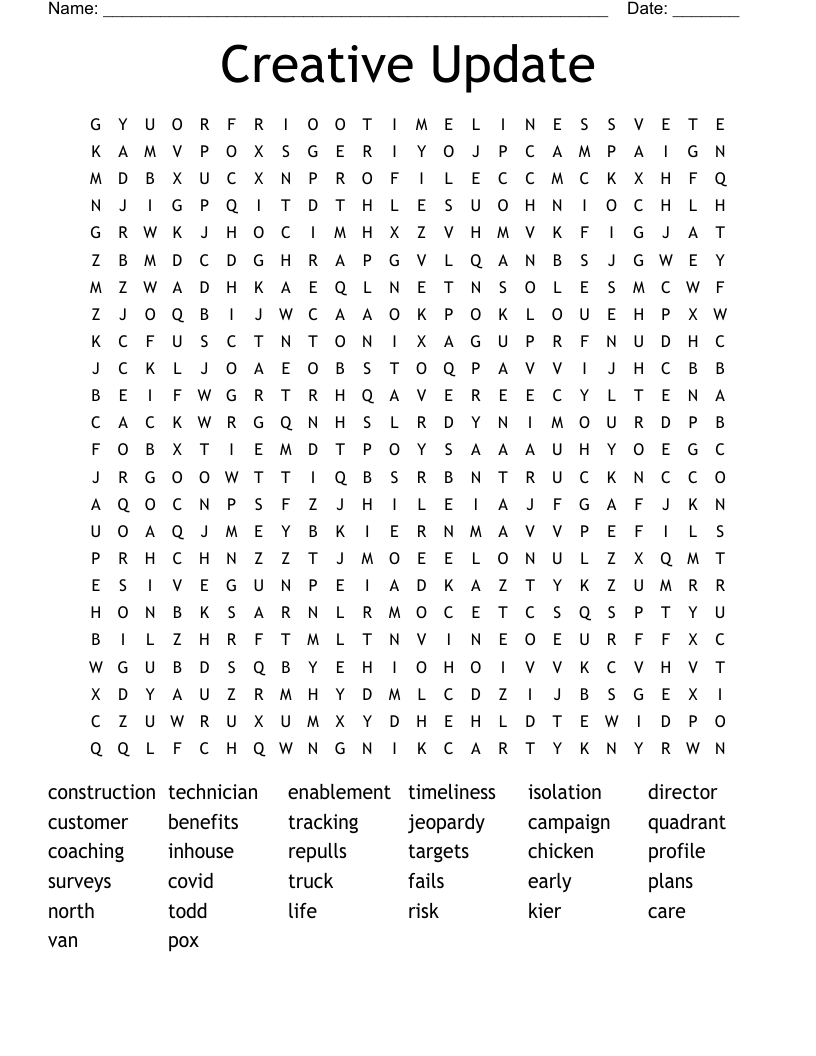 Creative Update Word Search - WordMint