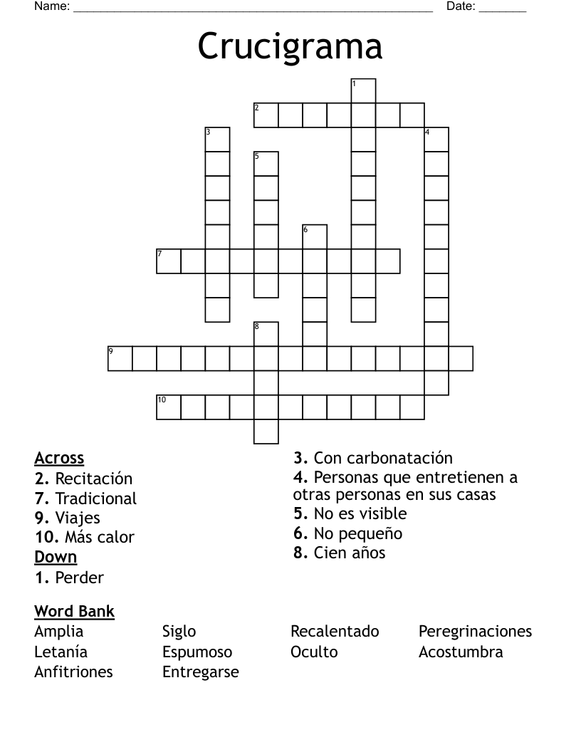 Crucigrama Crossword - WordMint