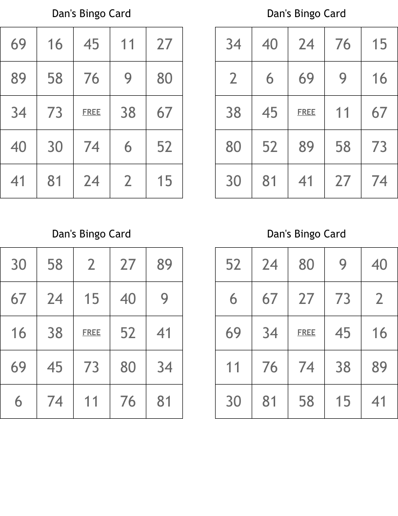 Dan's Bingo Card - WordMint