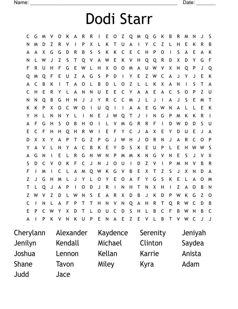 Dodi Starr Word Search - WordMint