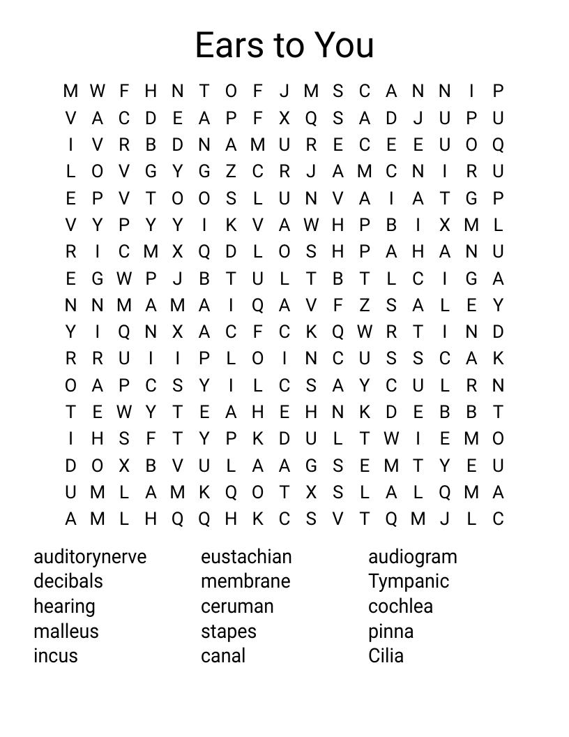 Ears to You Word Search - WordMint