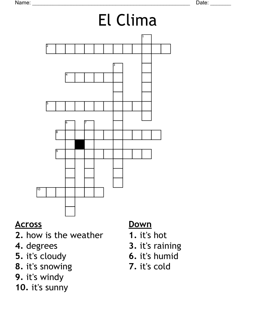 El Clima Crossword - WordMint