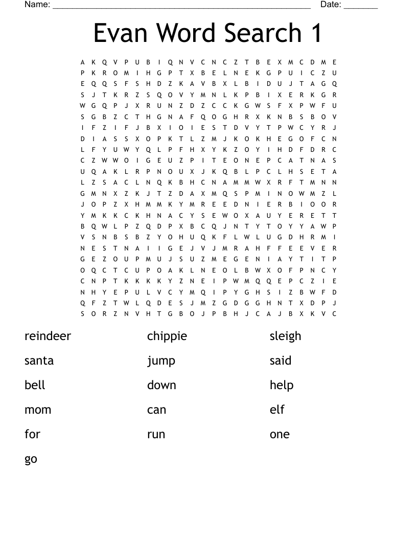 Evan Word Search 1 - WordMint