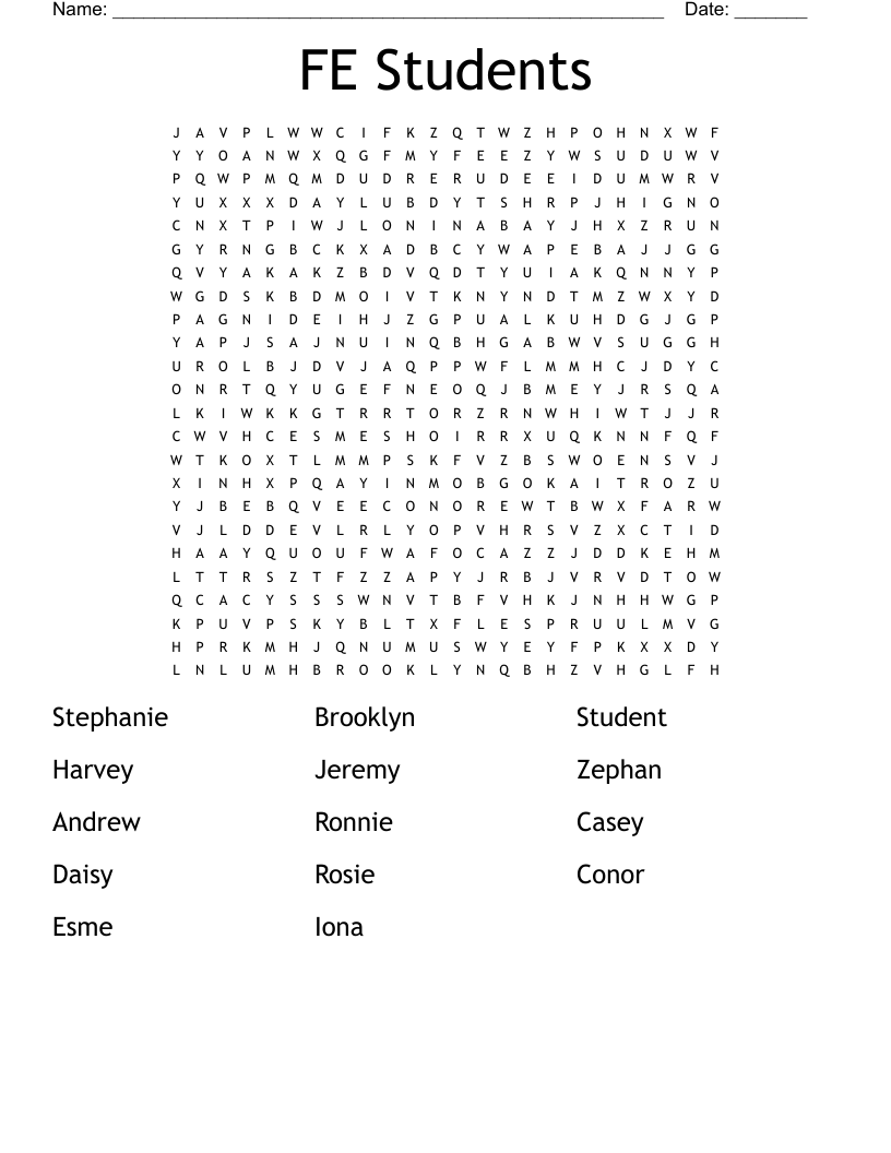FE Students Word Search - WordMint