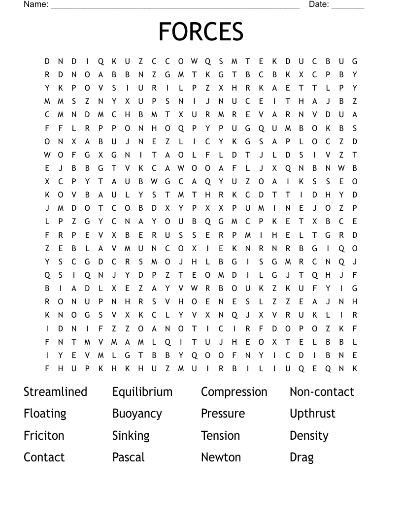 FORCES Word Search - WordMint