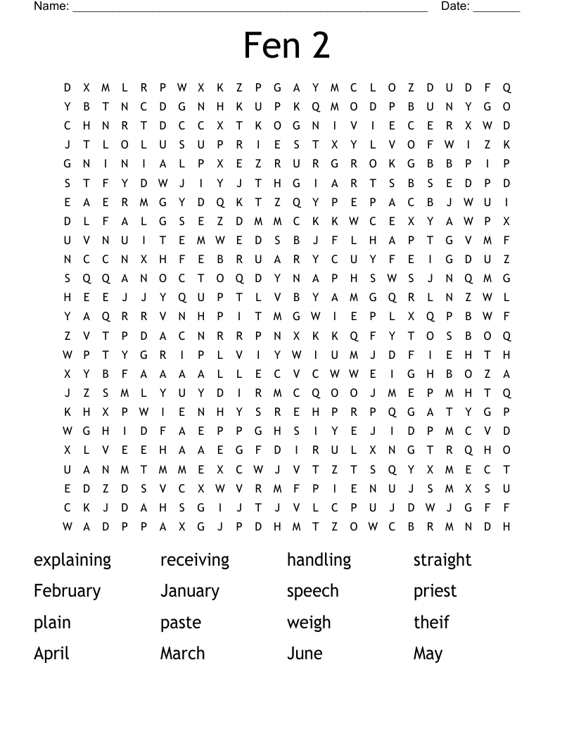 Fen 2 Word Search - WordMint