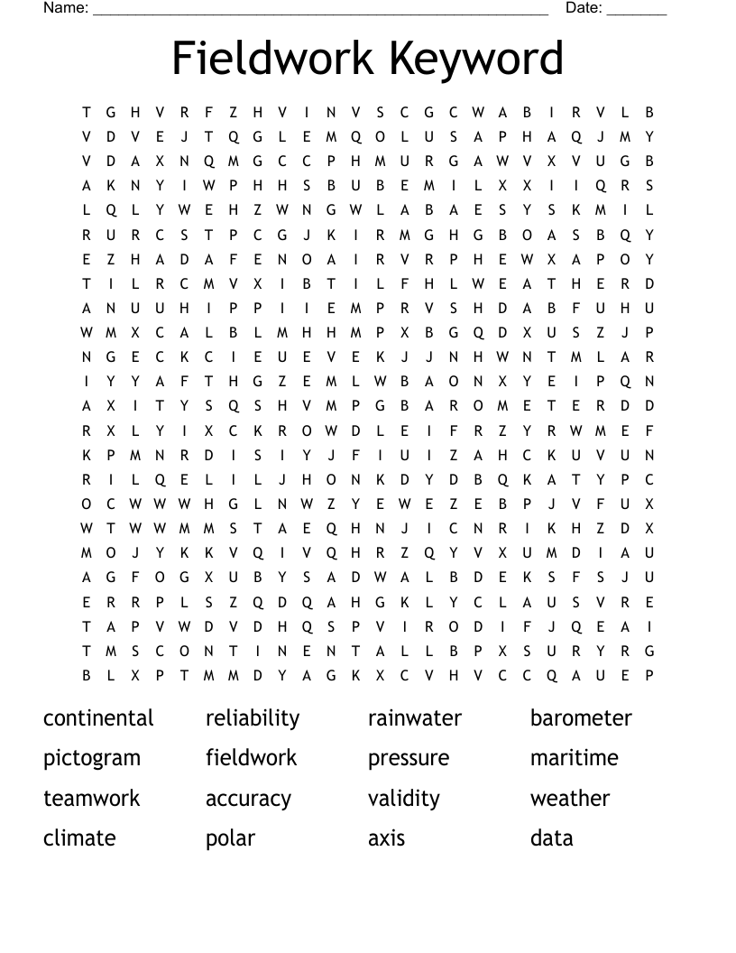 Fieldwork Keyword Word Search - WordMint