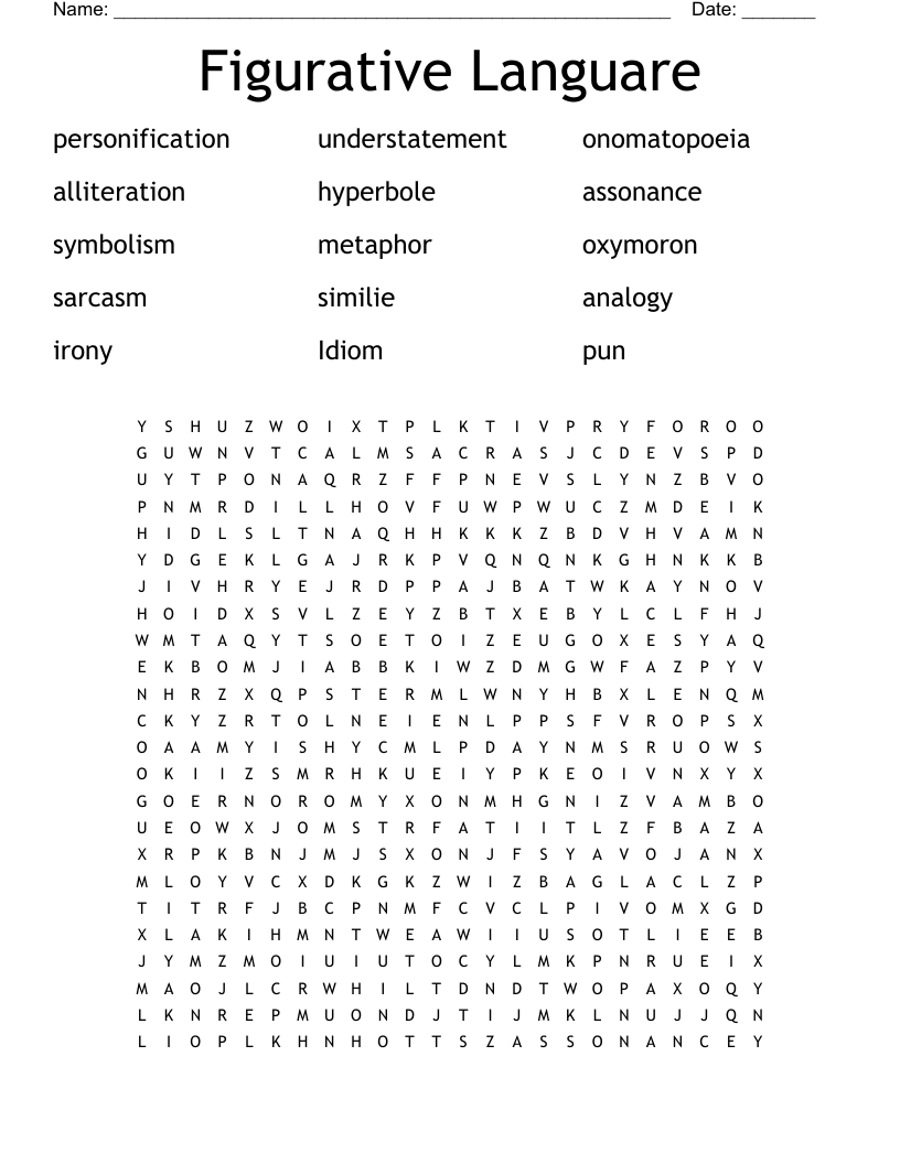 Figurative Languare Word Search - WordMint