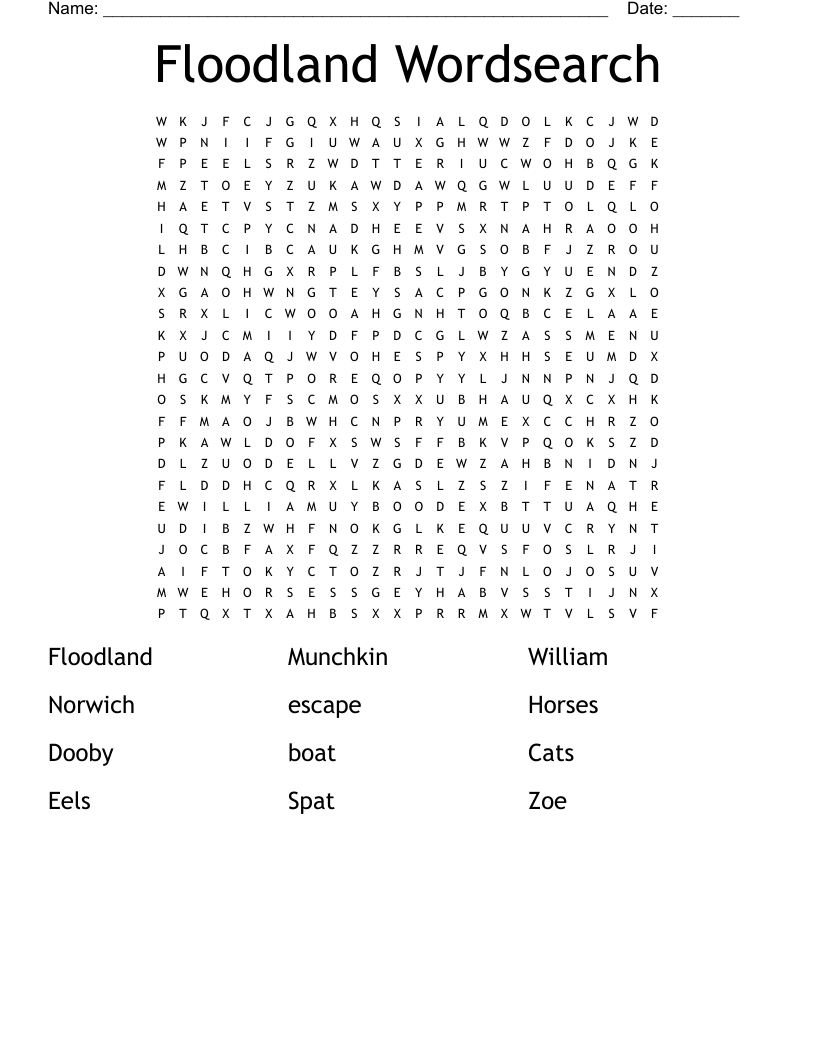 Floodland Wordsearch - WordMint
