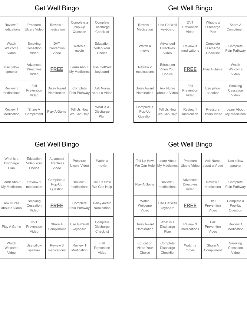 Get Well Bingo - WordMint