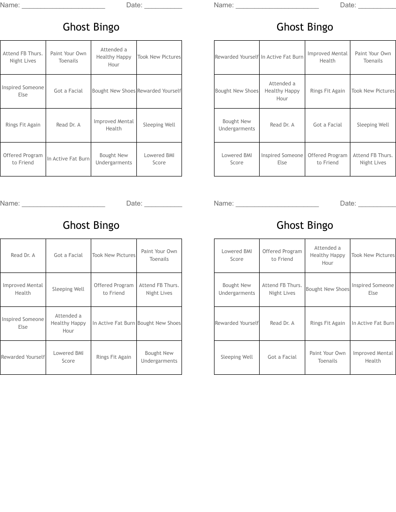 Ghost Bingo - WordMint