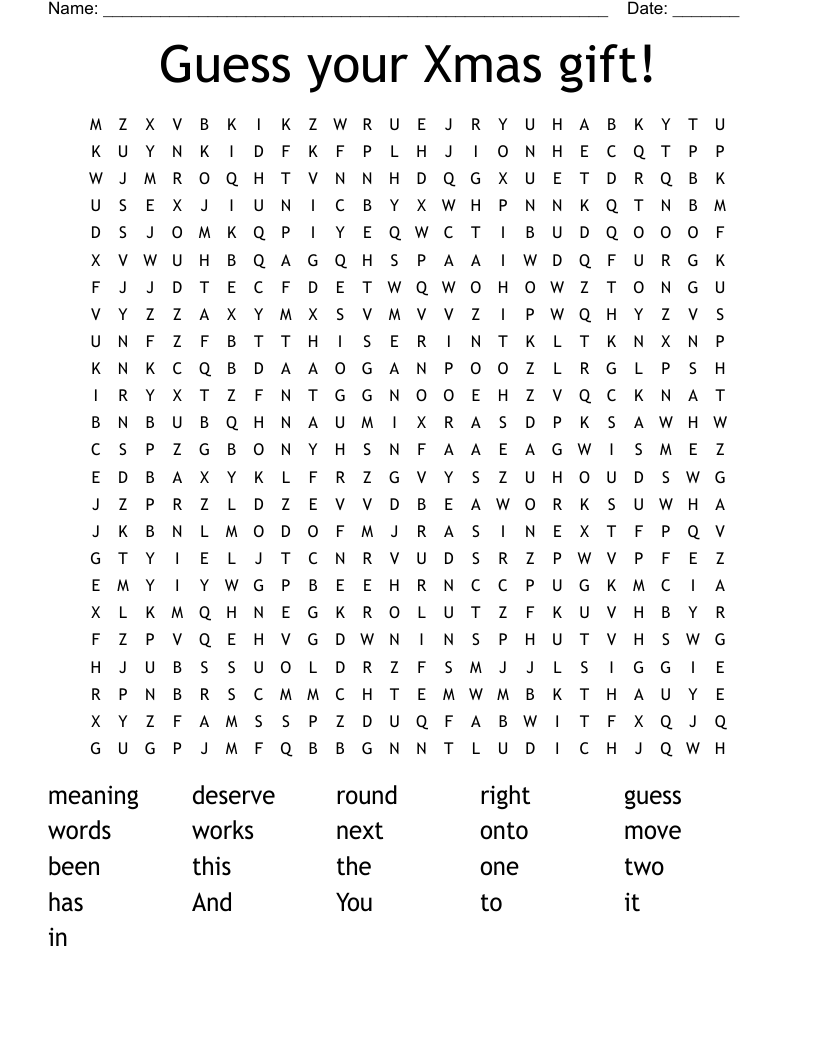 Guess your Xmas gift! Word Search - WordMint