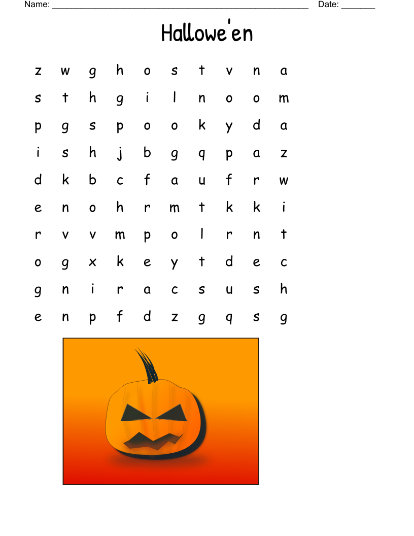 Hallowe en Word Search WordMint