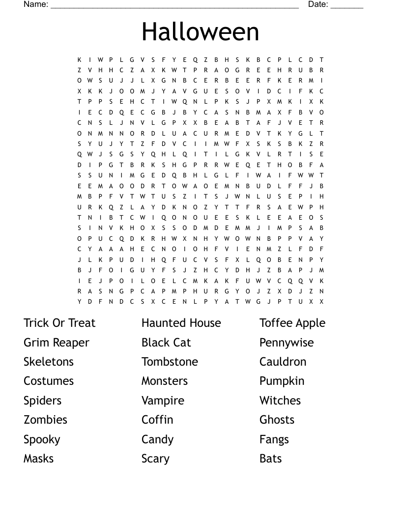 Halloween Word Search - WordMint