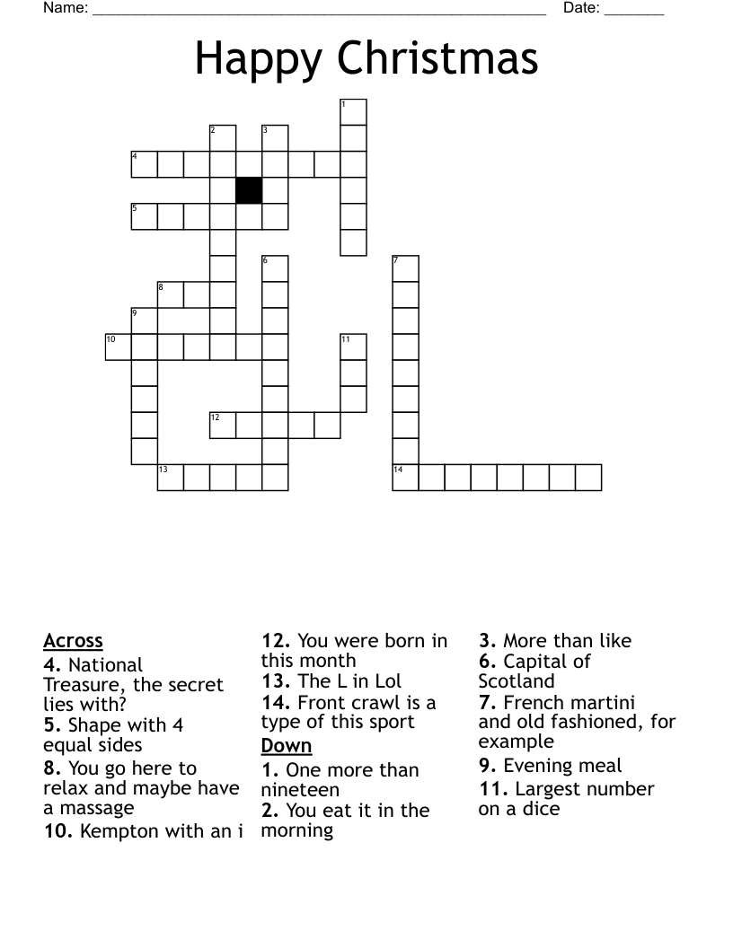 Happy Christmas Crossword - WordMint