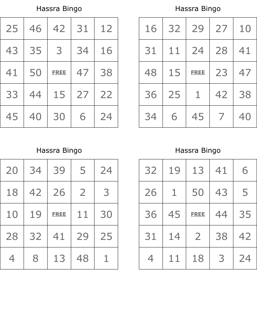 Hassra Bingo - WordMint