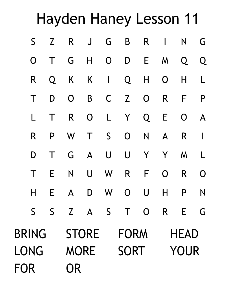 Hayden Haney Lesson 11 Word Search - WordMint