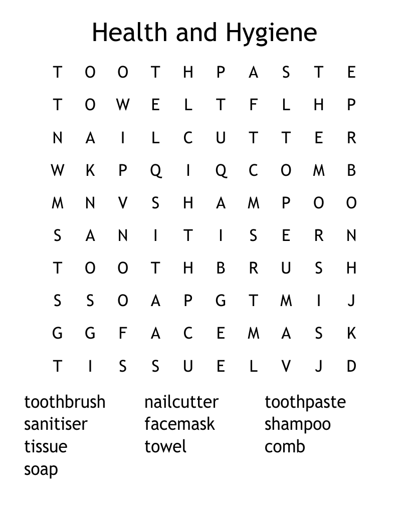 Health And Hygiene Word Search WordMint health-and-hygiene-word-search-wordmint