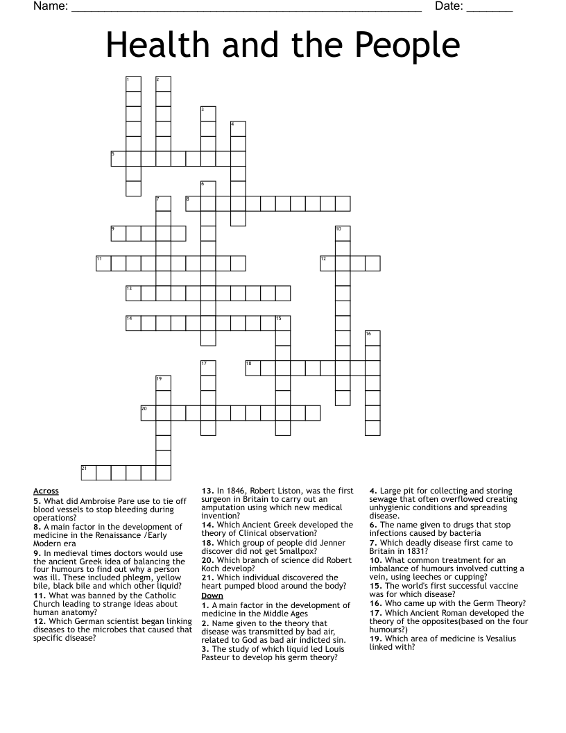 Health and the People Crossword - WordMint