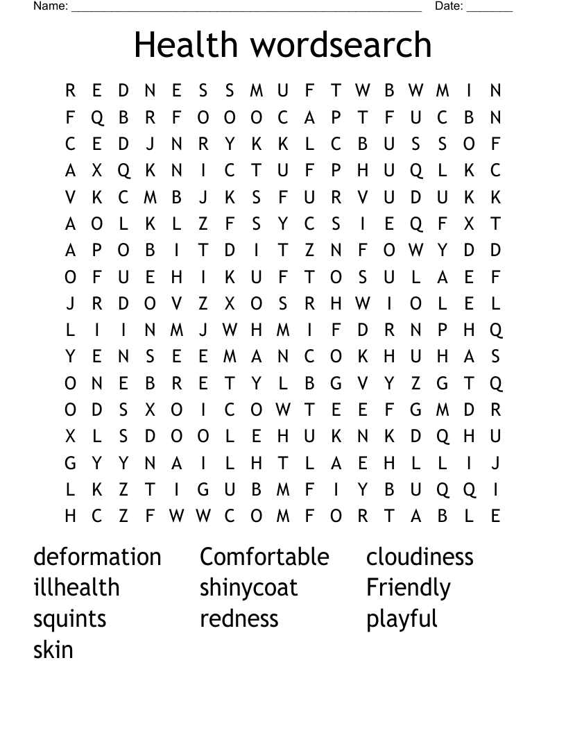 Health wordsearch - WordMint