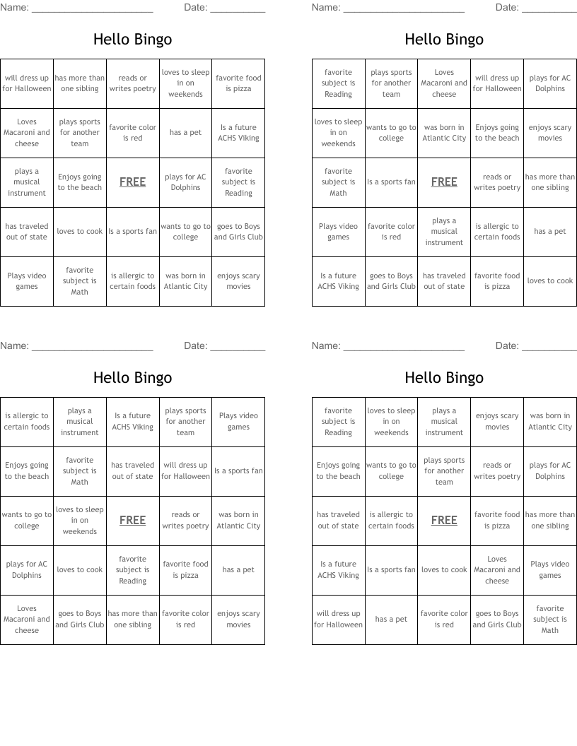 Hello Bingo - WordMint