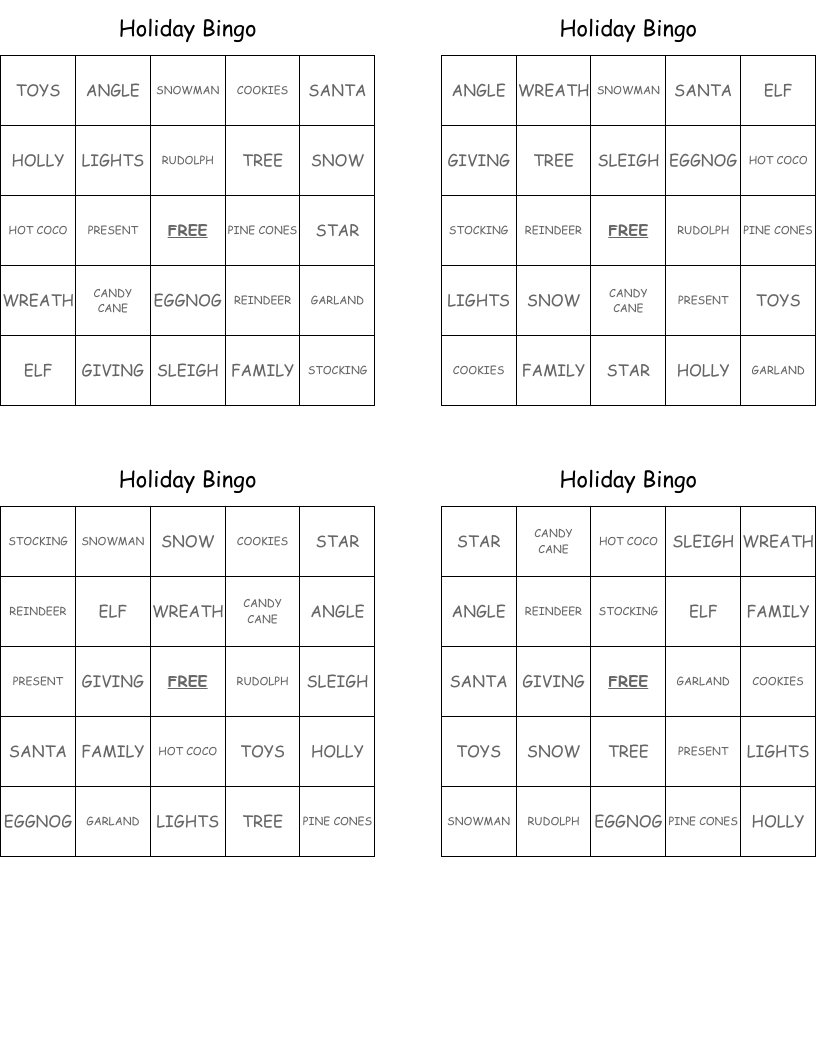 Holiday Bingo - WordMint